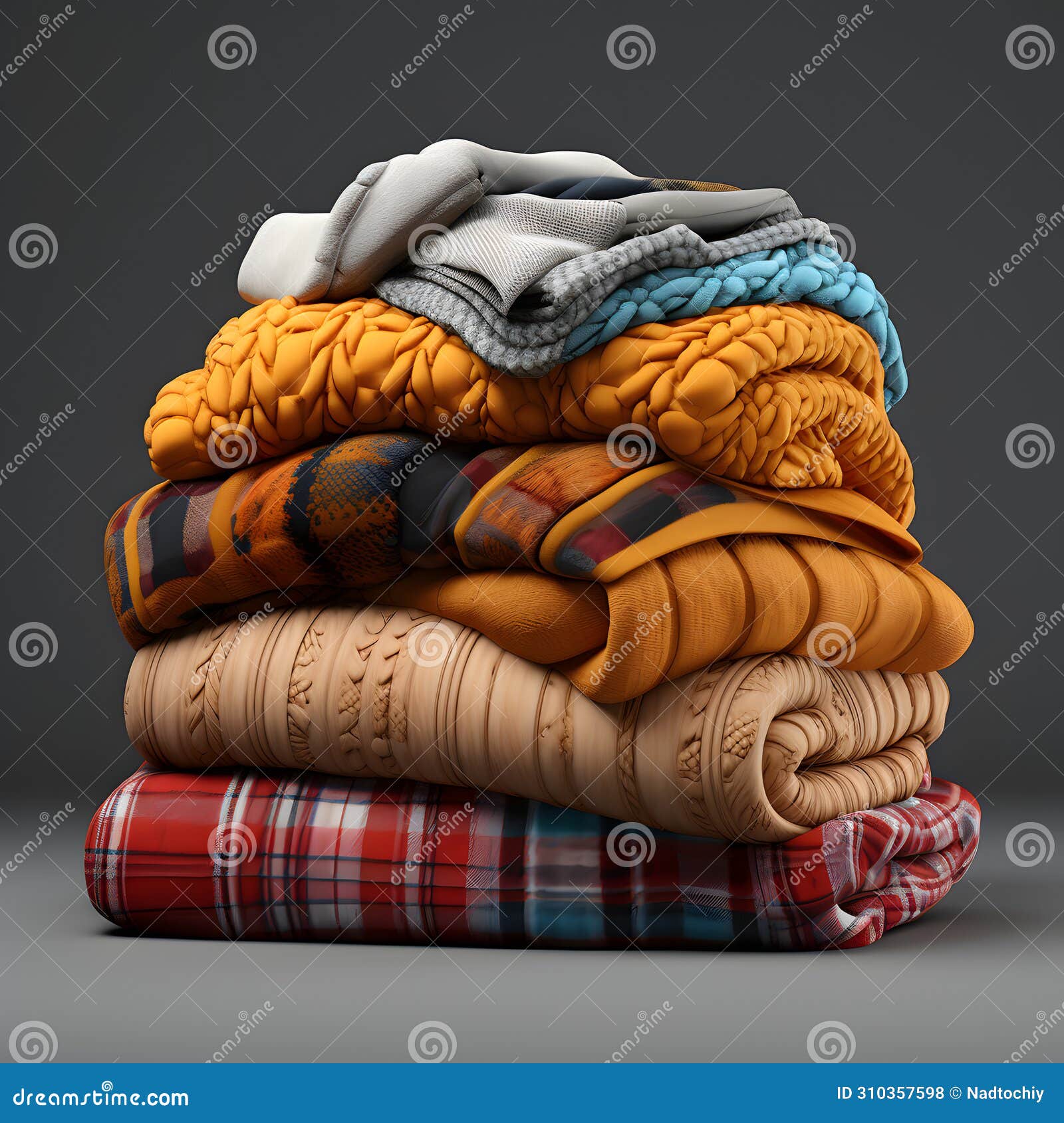 Stack of Folded Clothes Sitting on Top Stock Photo - Image of wardrobe ...