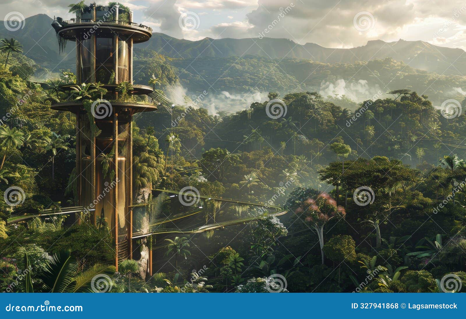 Hyper Realistic Rendering of a Carbon Capture Tower Towering Above a ...