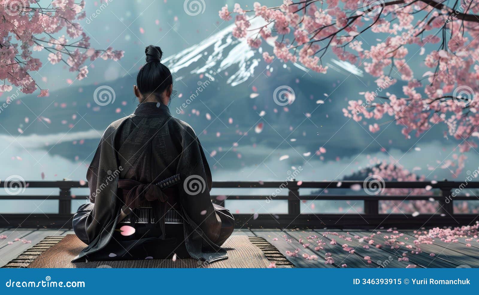 Hyper Realistic Samurai Meditating Under a Cherry Blossom Tree ...