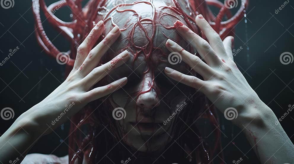 Hyper-realistic Sci-fi Artwork of a Ruby Creature in Shock Stock ...