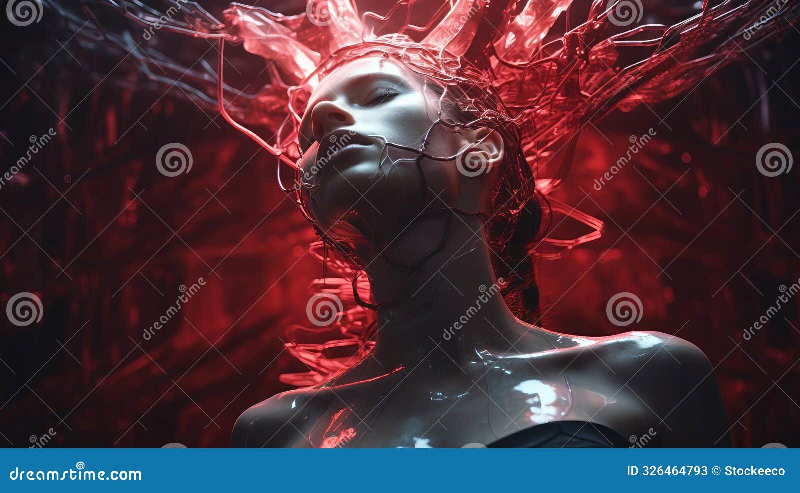 Hyper-realistic Sci-fi Artwork of Shocked Ruby Creature Portrait Stock ...