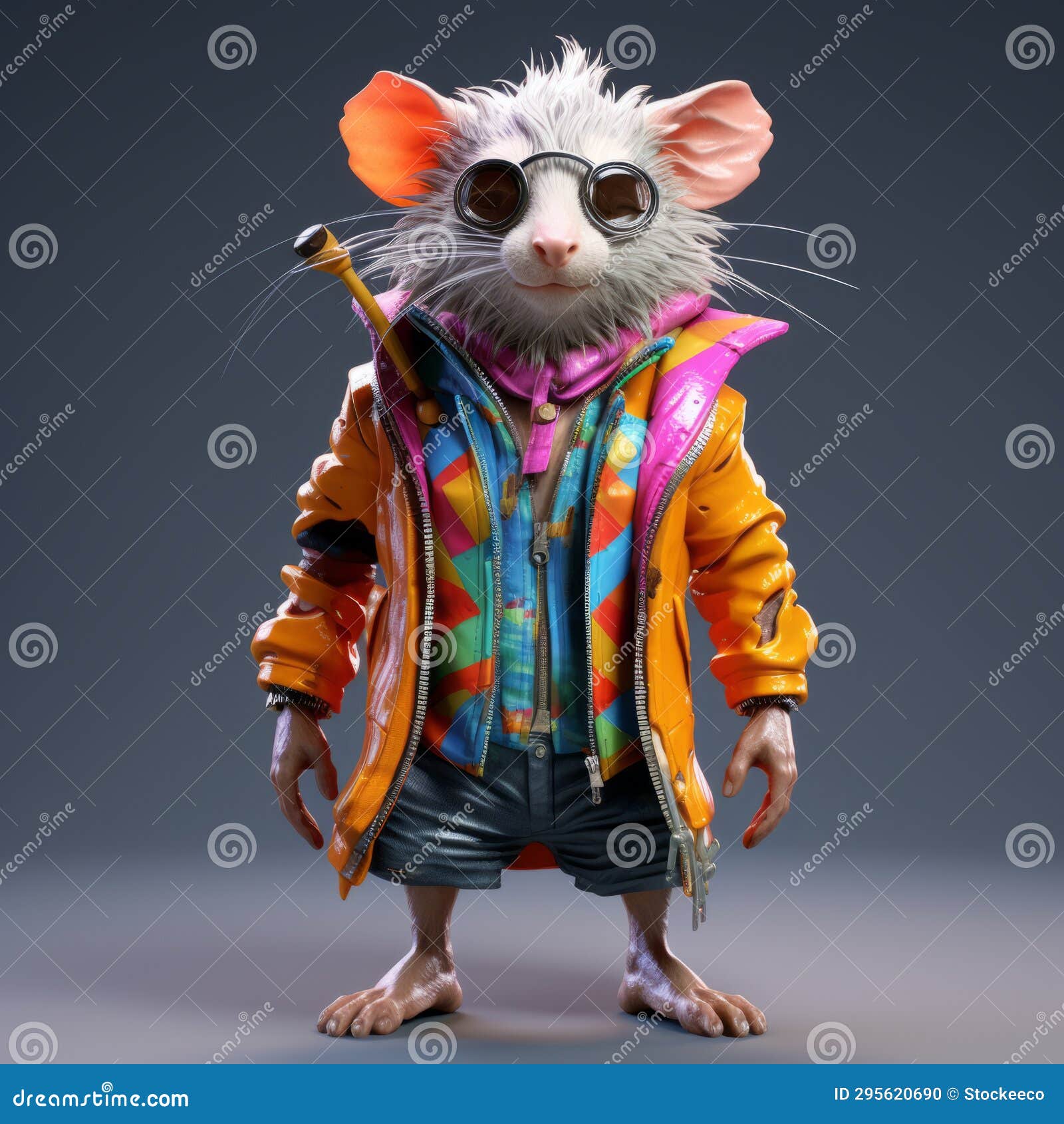 Hyper-realistic Sci-fi Cartoon Rat In Colorful Jacket Royalty-Free ...
