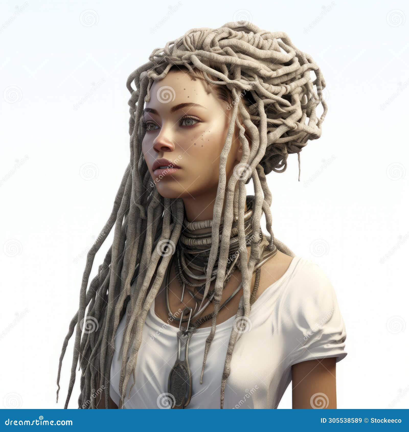 Hyper-realistic Sci-fi Concept Art: Ivory Dreadlocks Model Isabella ...