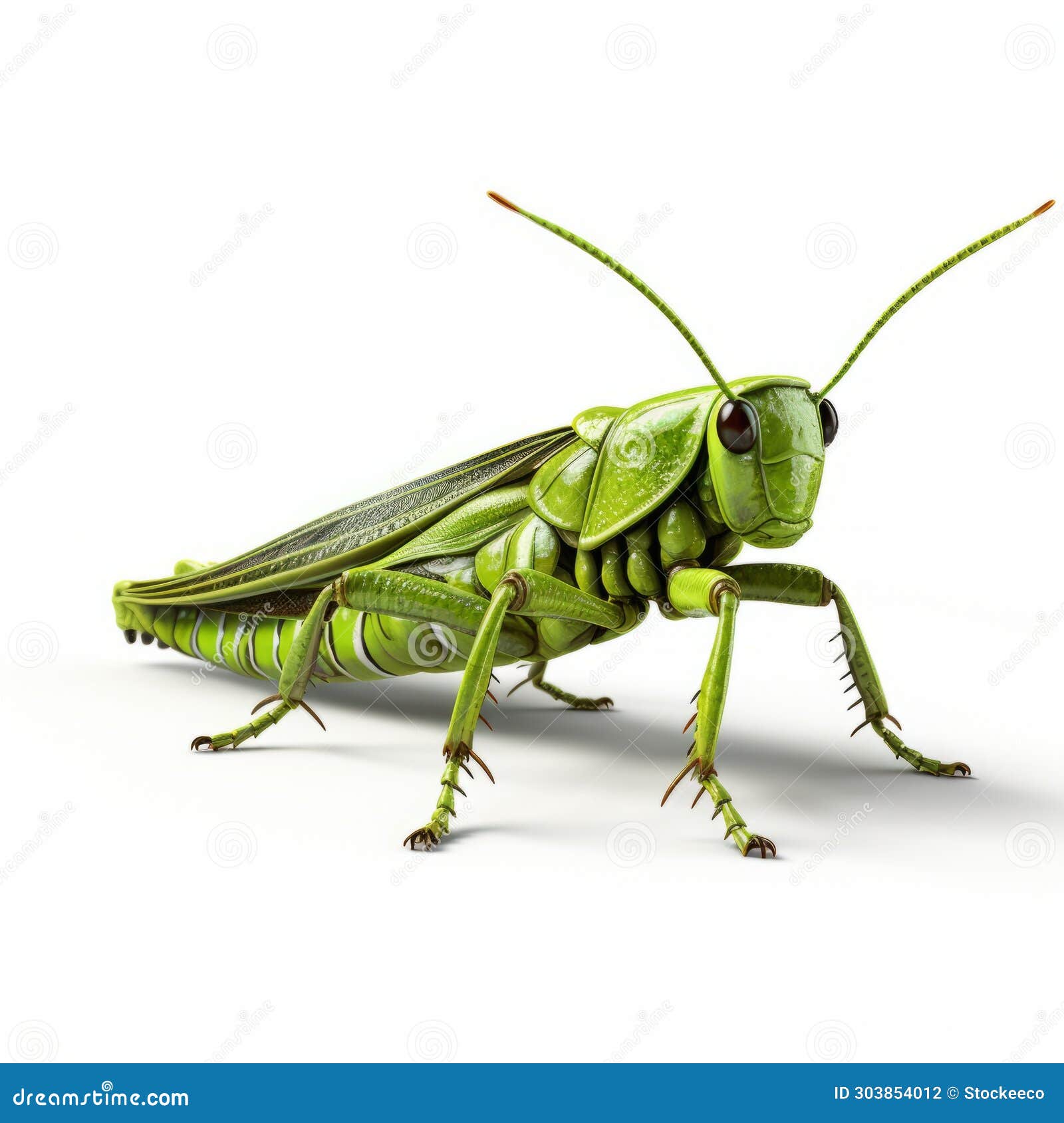 Hyper-realistic Sci-fi Grasshopper on White Background Stock ...