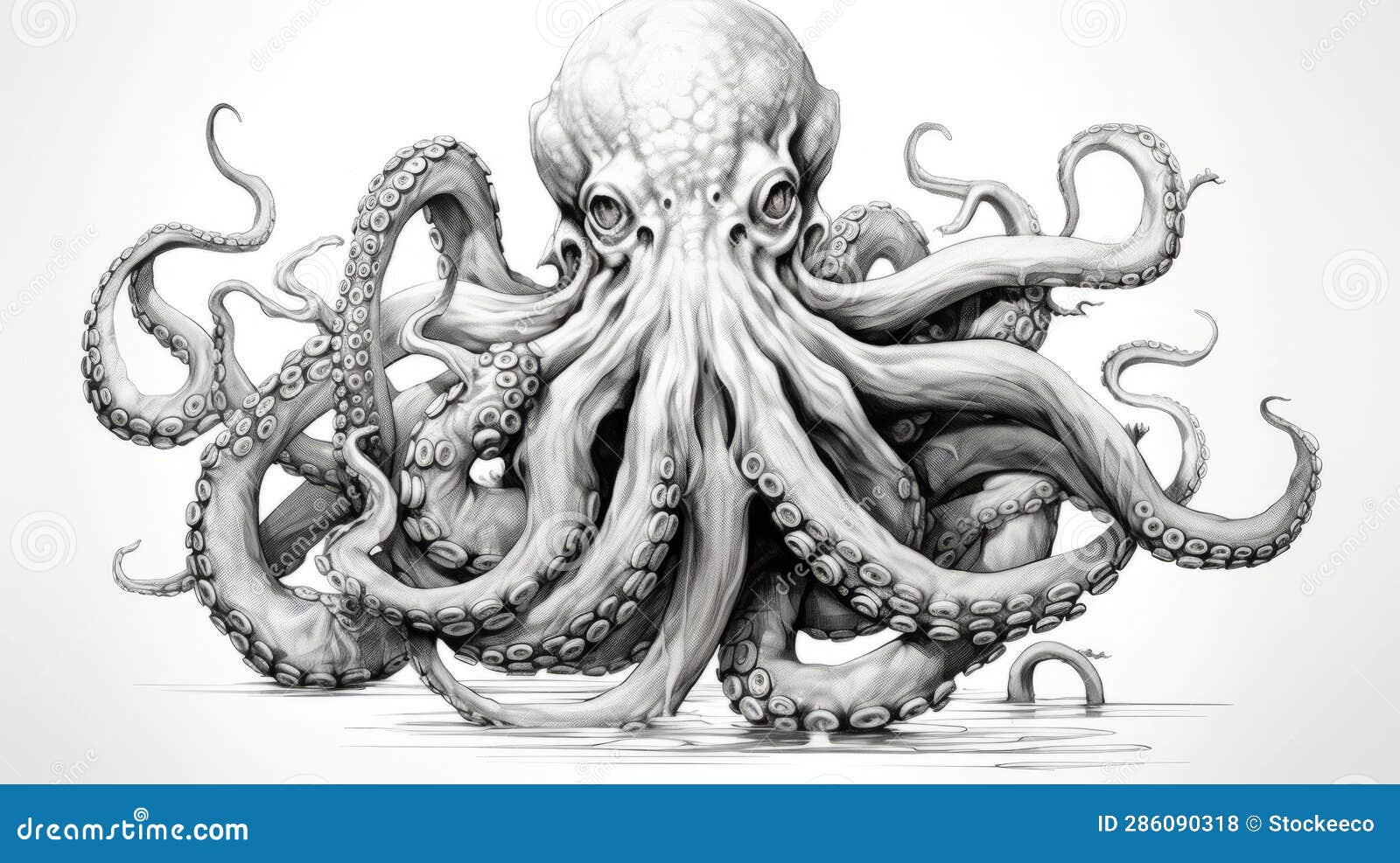 Hyper-realistic Sci-fi Octopus Illustration with Bold Manga-inspired ...