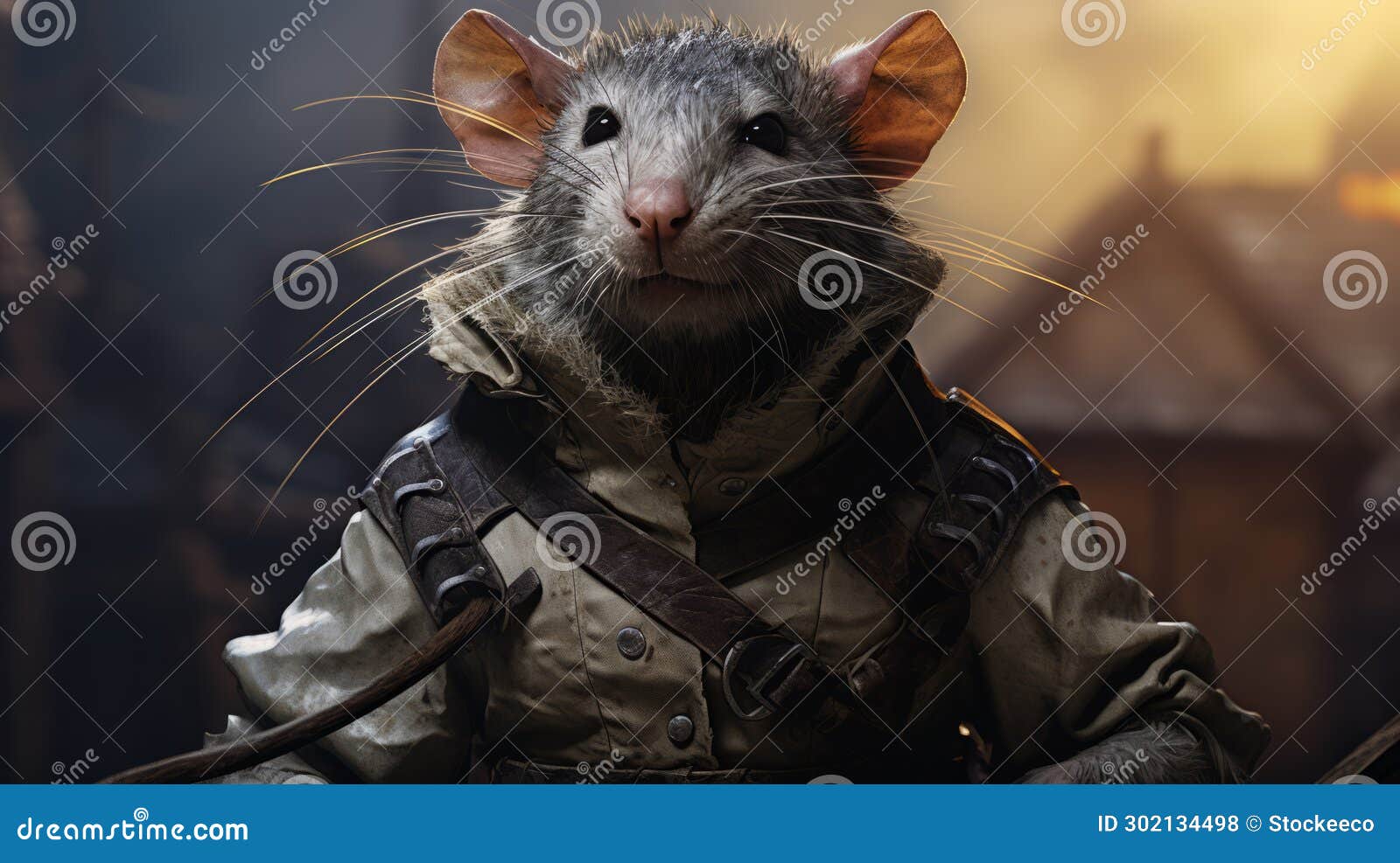 Hyper-realistic Sci-fi Rat in Old Style Outfit Stock Illustration ...
