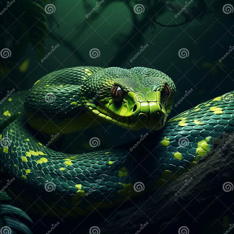 Hyper-realistic Sci-fi Snake in the Rainforest Stock Image - Image of ...