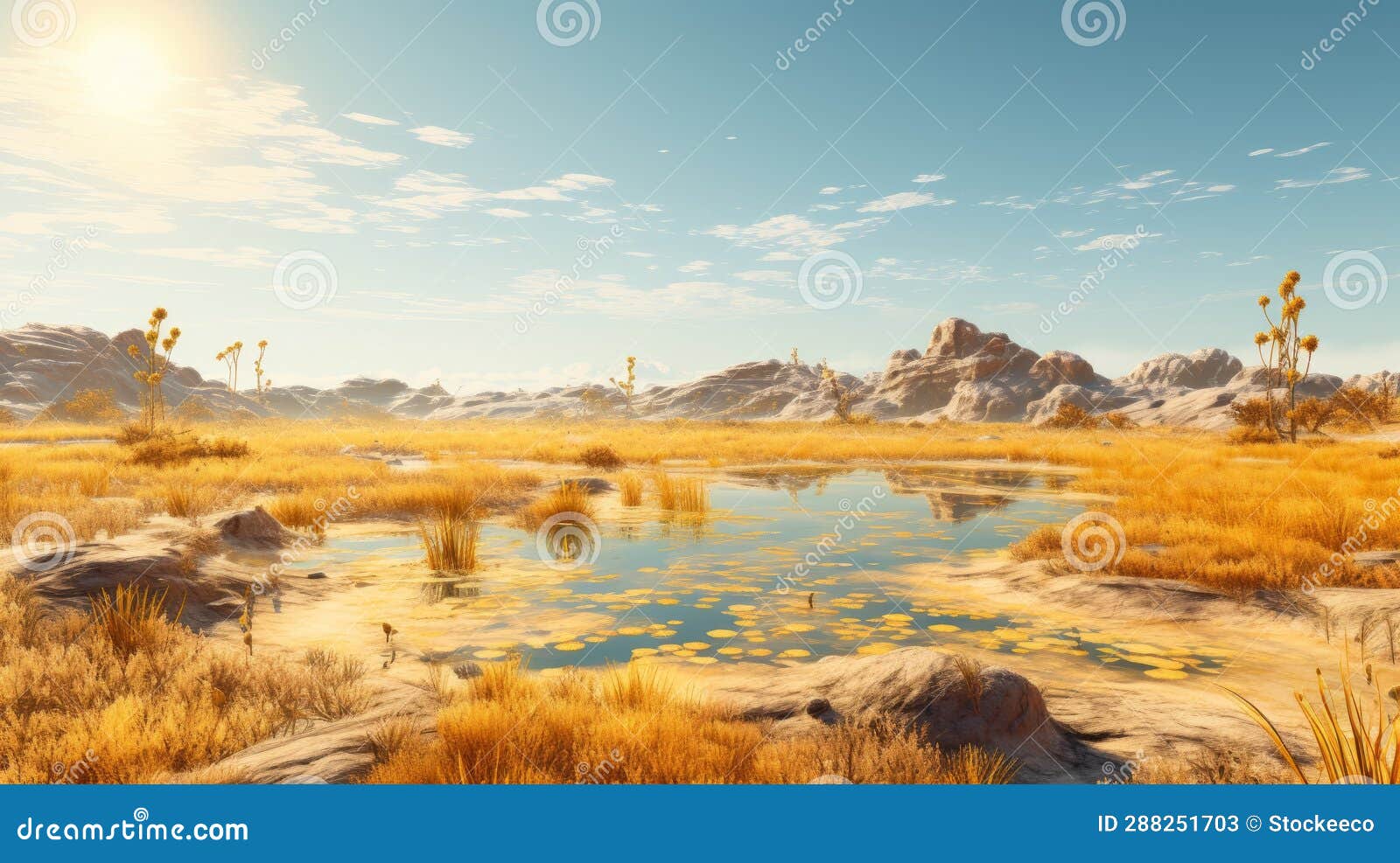 Hyper-realistic Desert Scene with Futuristic Organic Elements Stock ...