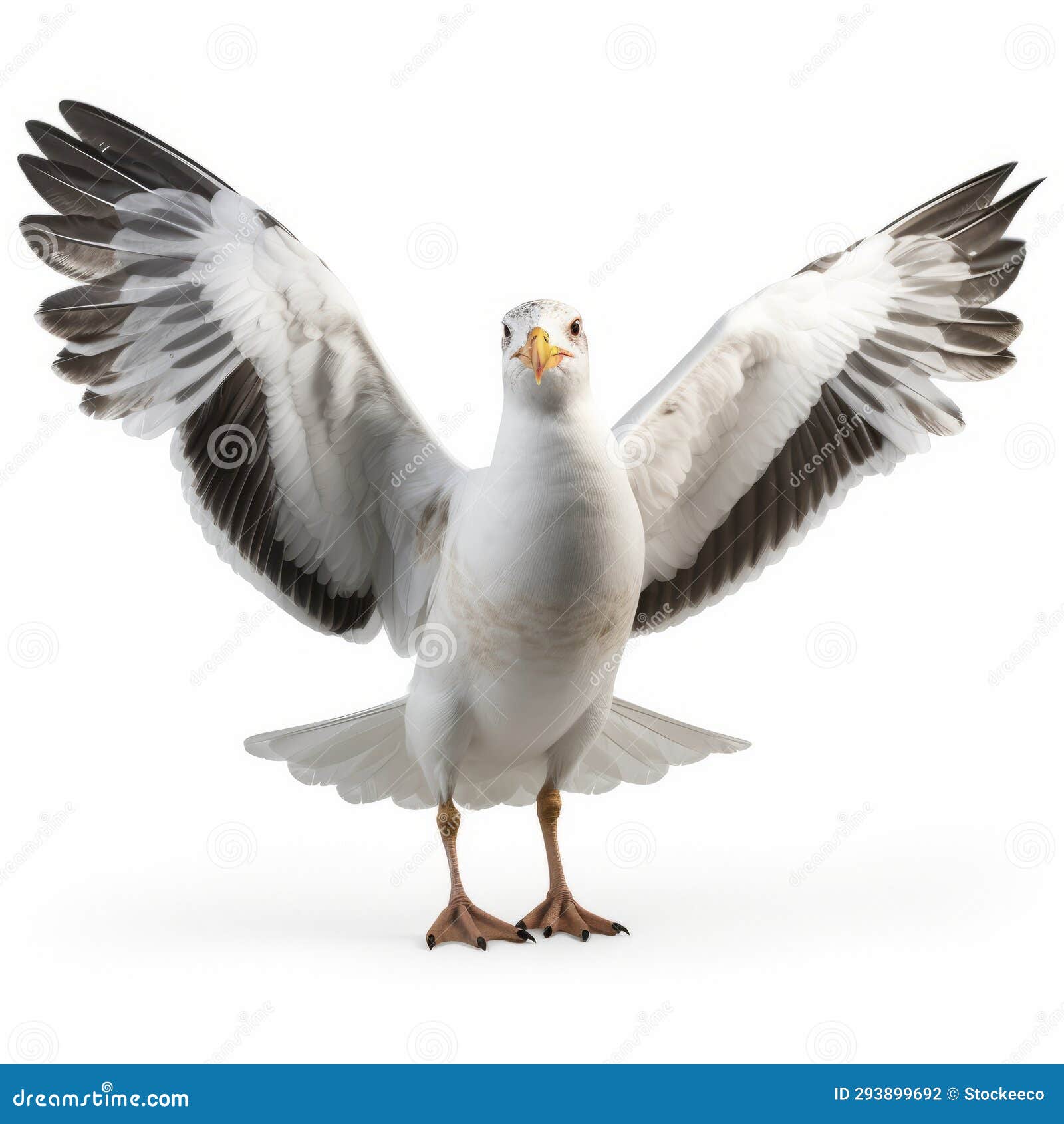 Hyper-realistic Seagull with Spread Wings - 3d Isolated on White ...