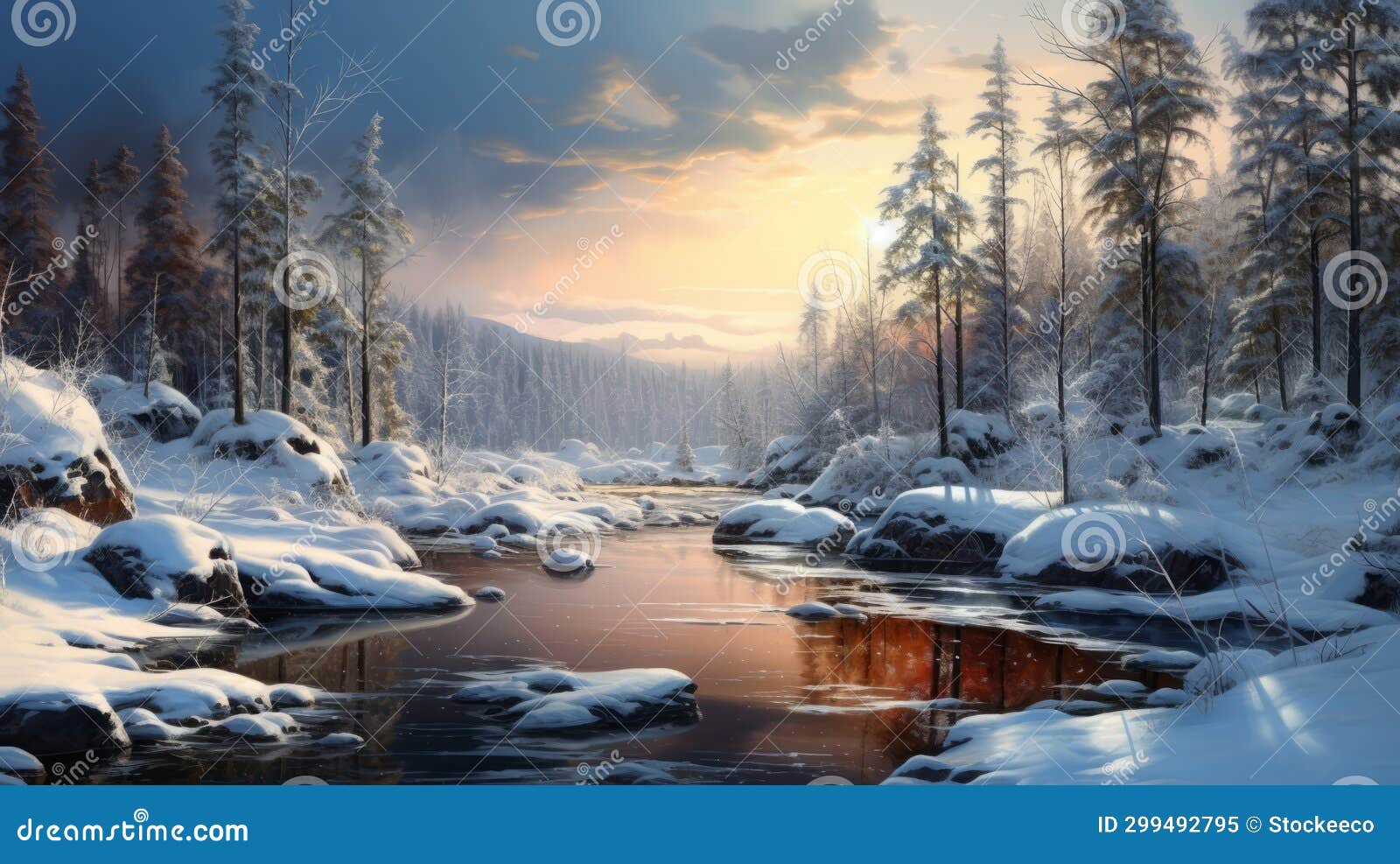 Hyper-realistic Snow Covered Forest and River: a Romantic Scottish ...