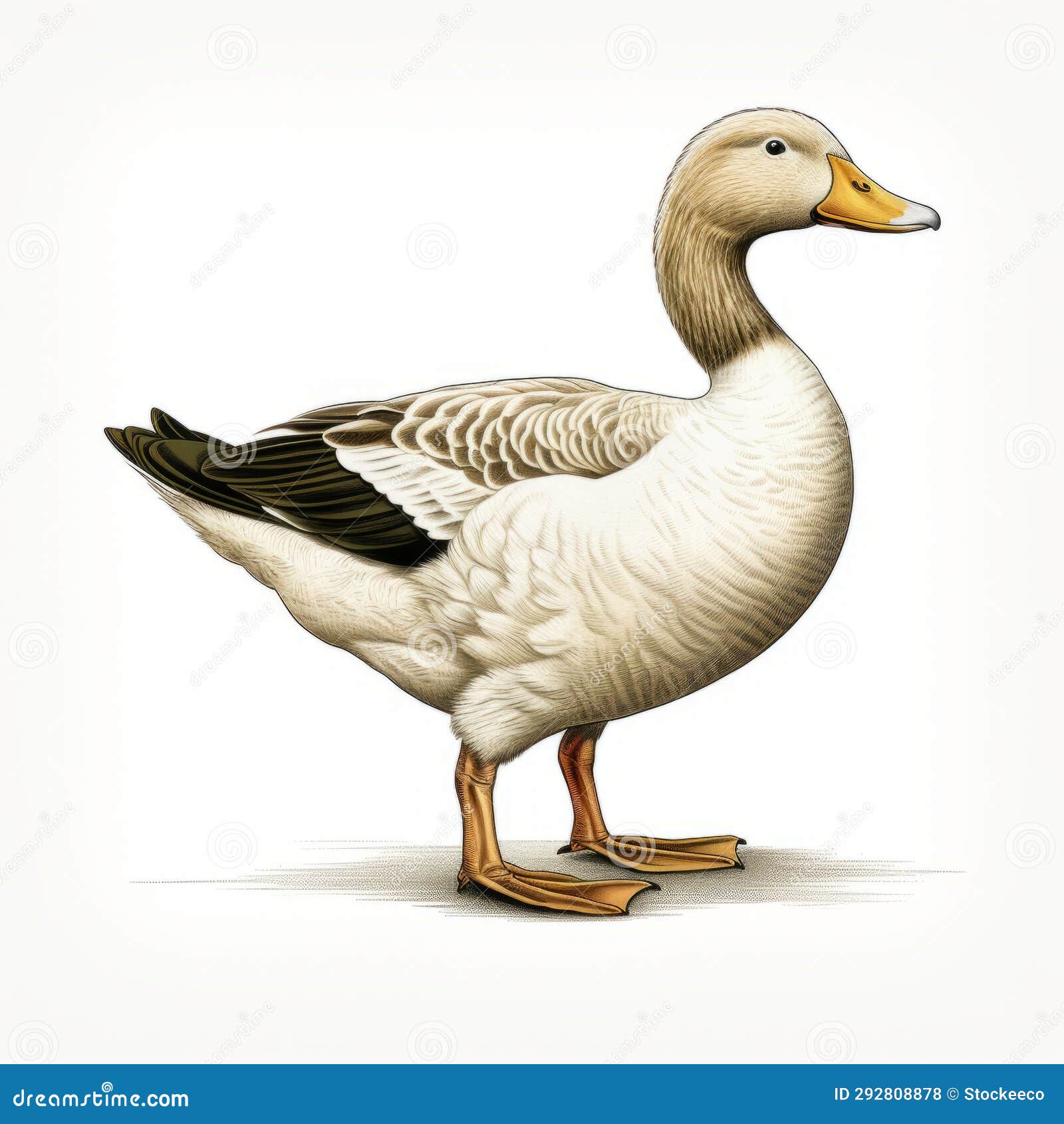 Hyper-realistic Standing Goose Illustration on White Background Stock ...