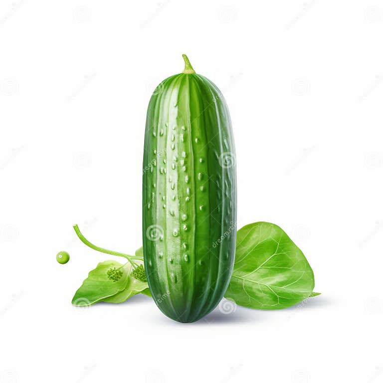 Hyper-realistic Vector Illustration of Fresh Cucumber with White Background Stock Illustration ...
