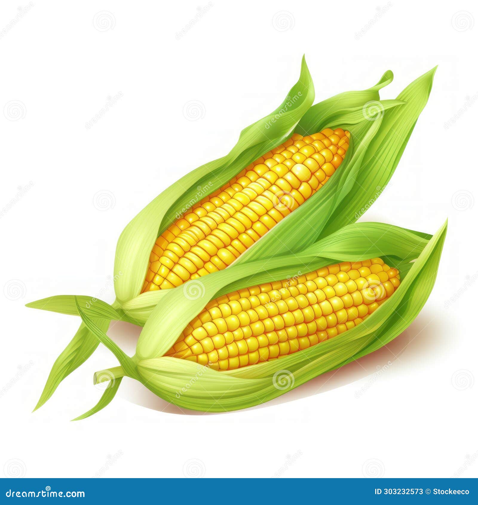 Hyper-realistic Vector Image of Vibrant Corn on White Background Stock ...