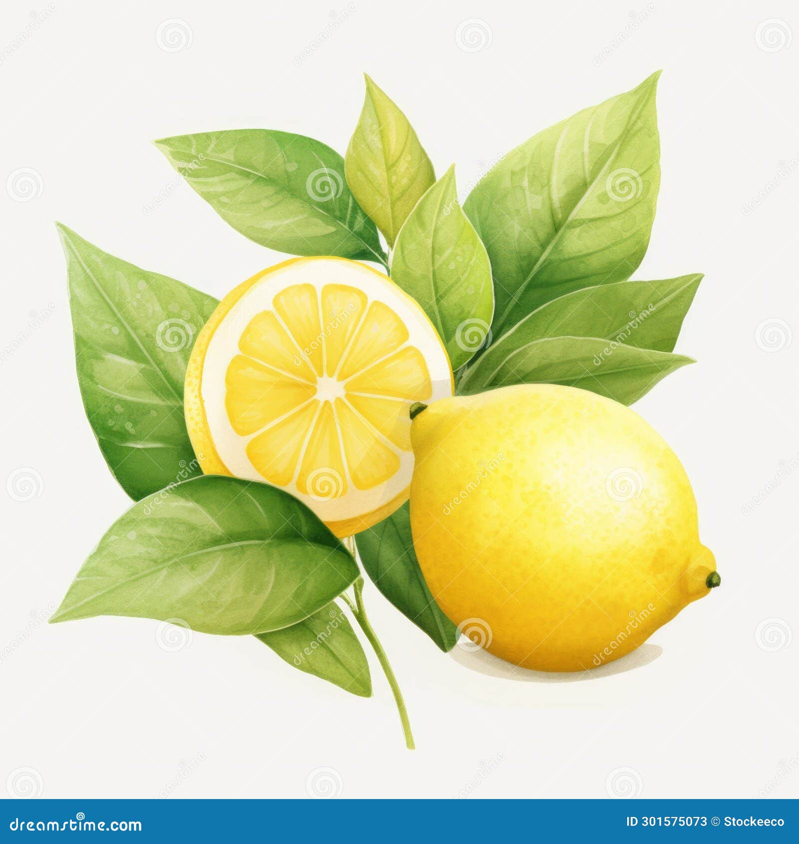 Hyper-realistic Vector Lemons with Leaves and Slices Stock Illustration ...
