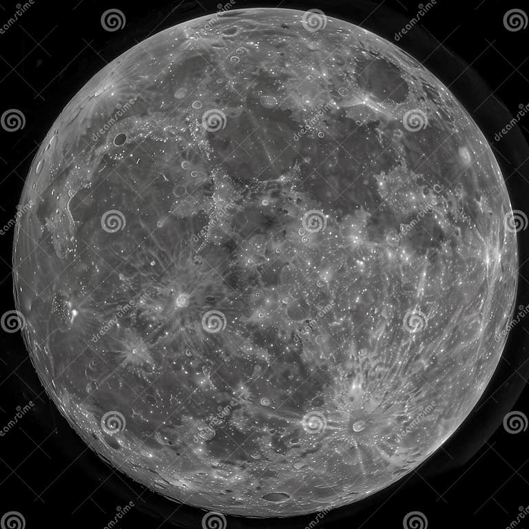Hyper-realistic View of Full Moon, Lunar Surface Details in High ...