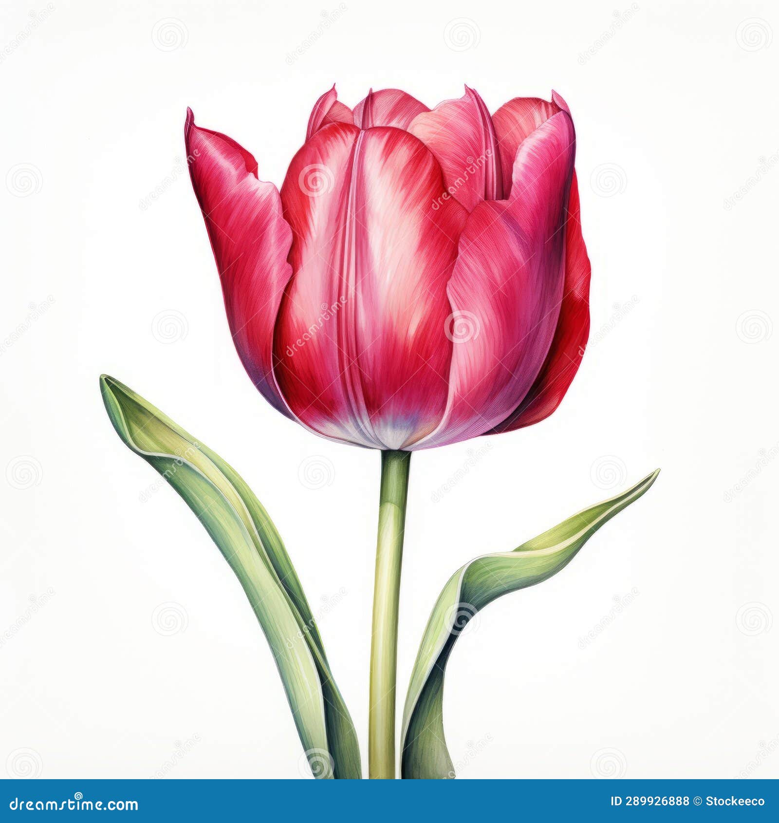 Hyper-realistic Watercolor Drawing of a Red Tulip Flower Stock Photo ...