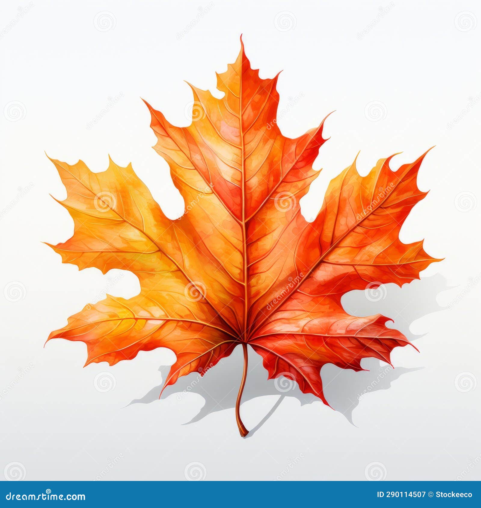 Hyper-realistic Watercolor Maple Leaf Clipart with Hdr Effect Stock ...
