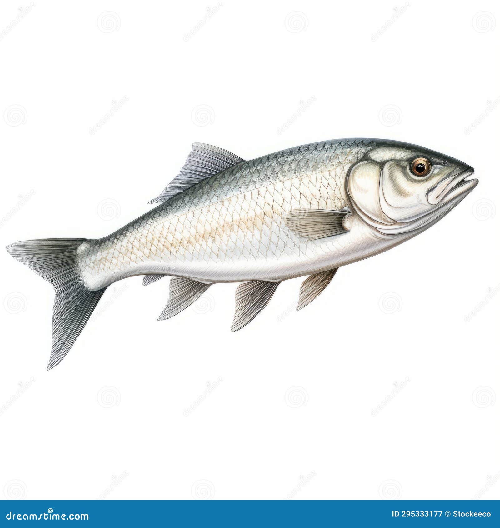 Ocean Whitefish Side View Cartoon Drawing Royalty-Free Illustration ...