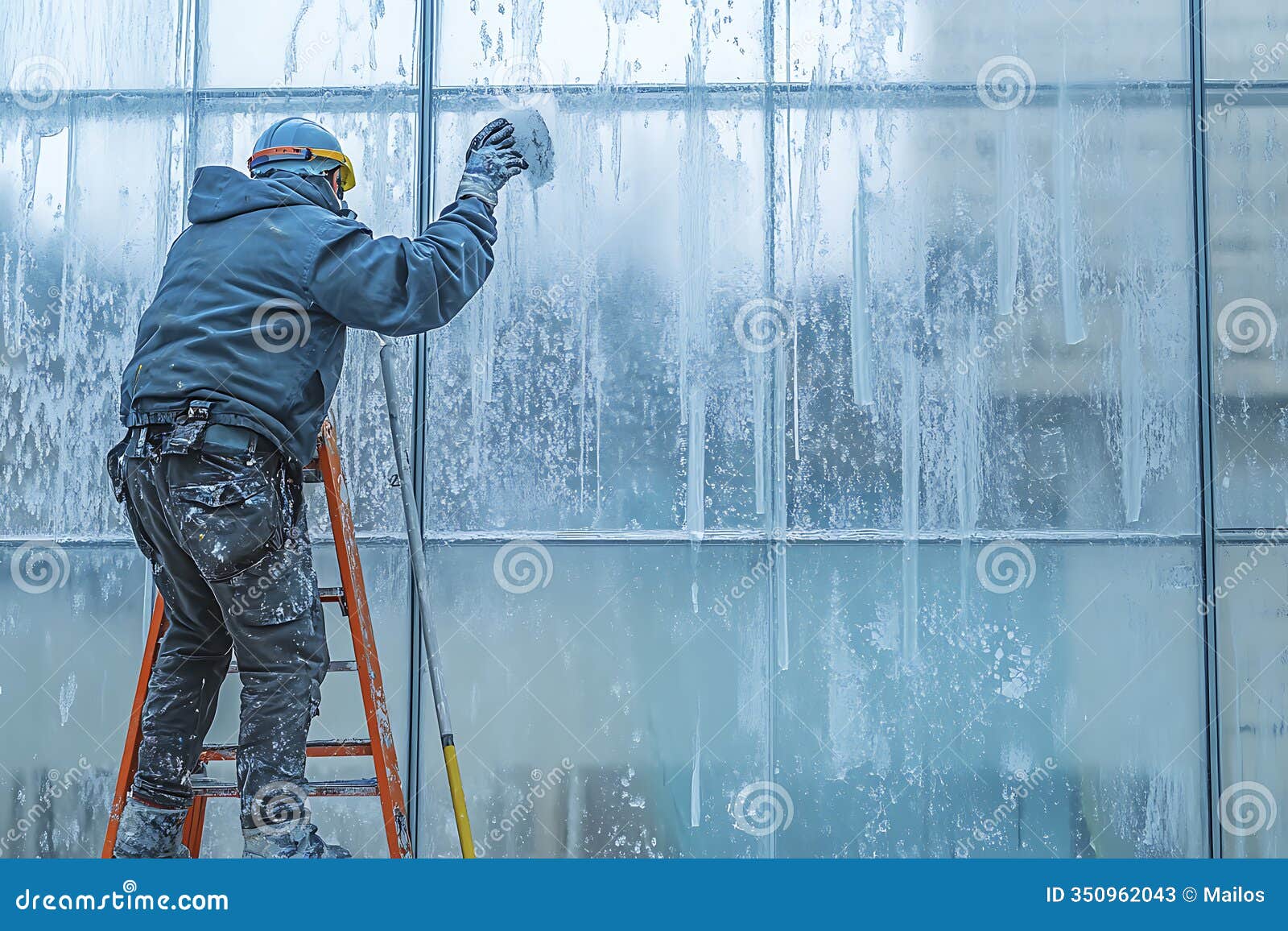 Hyper-Realistic Window Cleaner Removing Dust and Paint Stains Stock ...