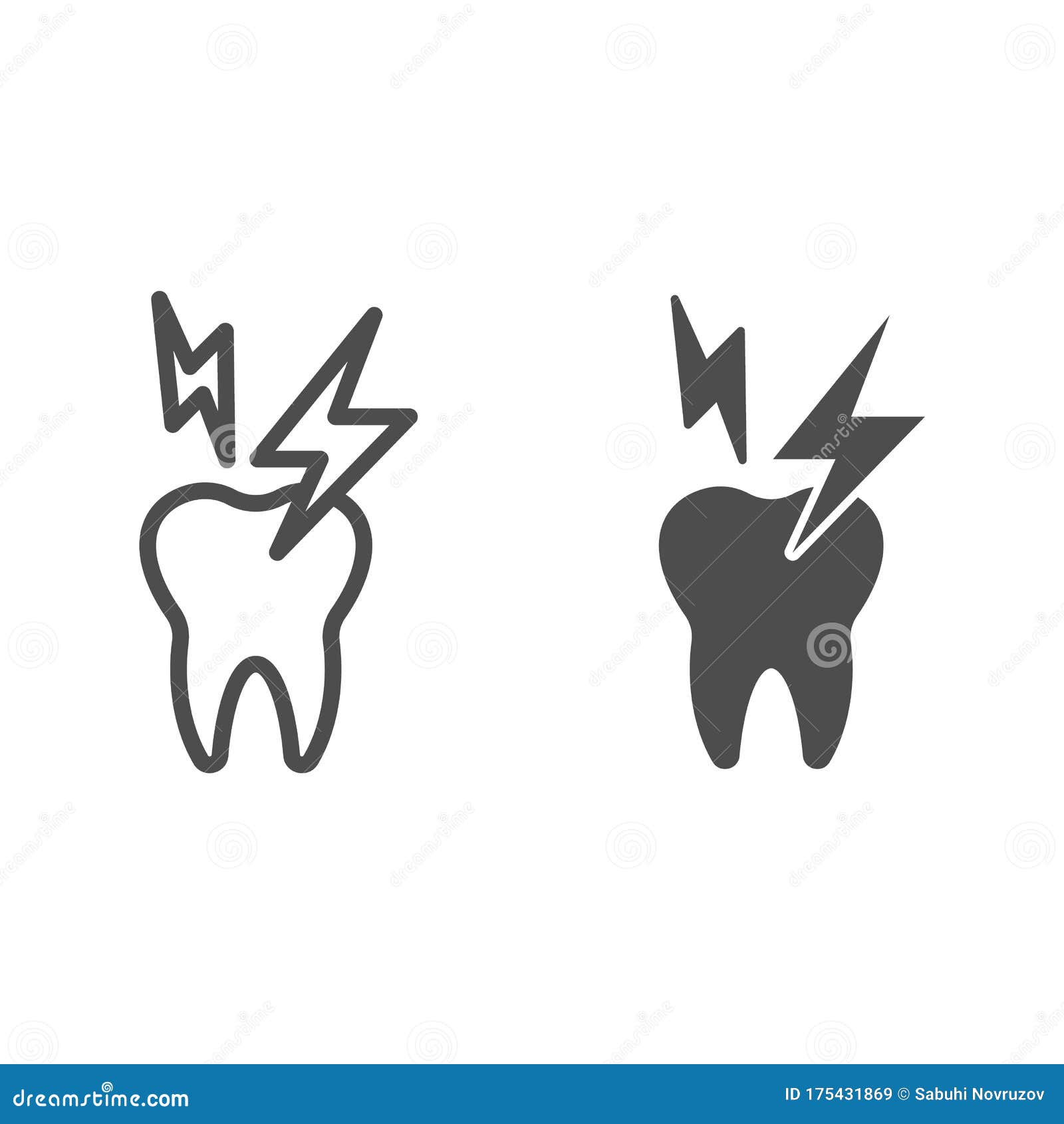 Hyper Sensitive Teeth Line Icon. Sick Tooth And Lightning Symbol ...