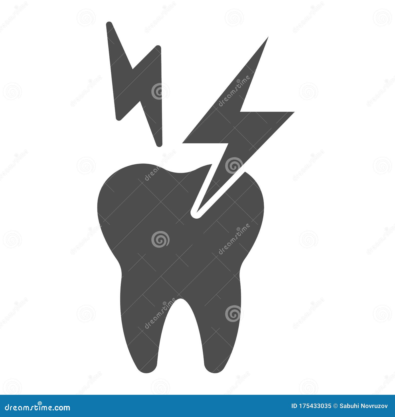 Hyper Sensitive Teeth Solid Icon. Sick Tooth and Lightning Symbol ...