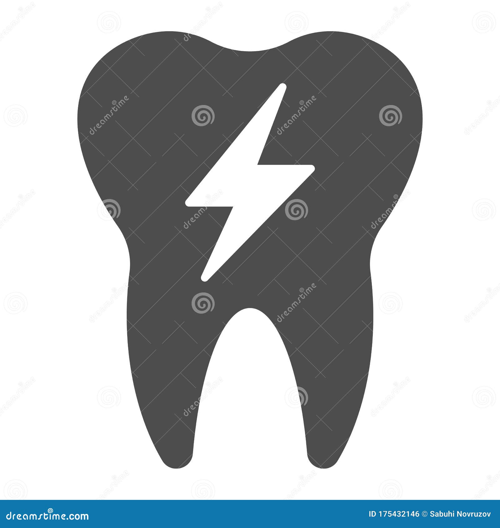 Hyper Sensitive Teeth Thin Line Icon. Sick Tooth And Lightning Symbol ...