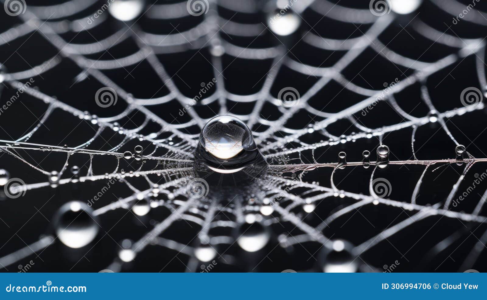 Hyper Zoom Macro of a Water Droplet on a Spiderweb Stock Illustration ...