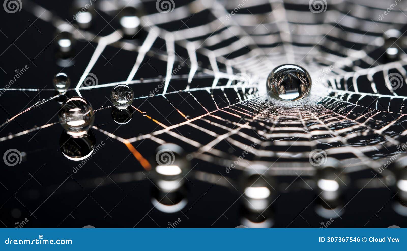 Hyper Zoom Macro of a Water Droplet on a Spiderweb Stock Illustration ...
