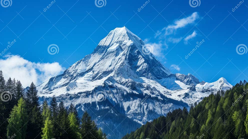 A Hyper Zoomed in Perspective of a Majestic Mountain Stock Illustration ...