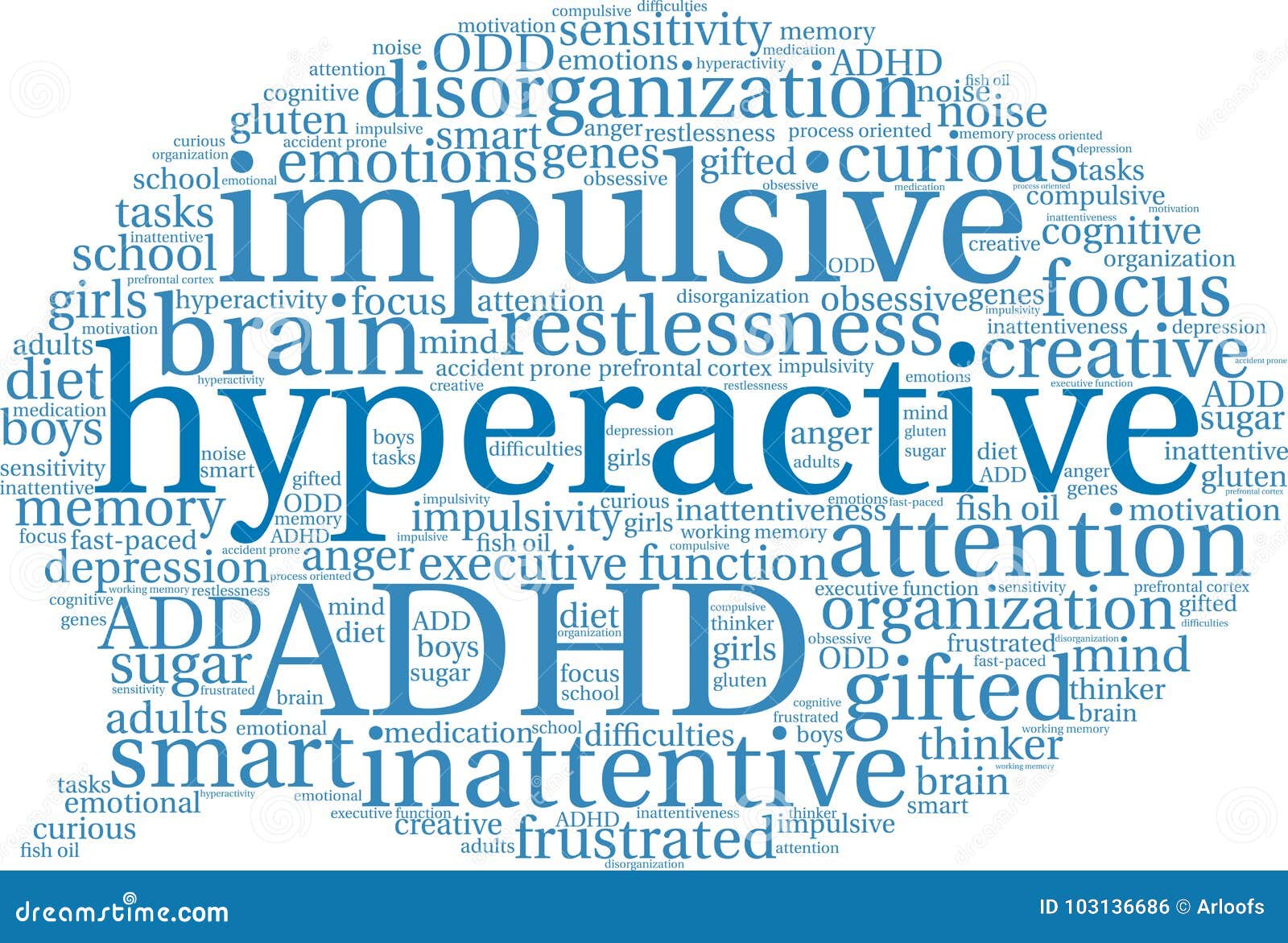 Hyperactive Word Cloud stock illustration. Illustration of focus ...