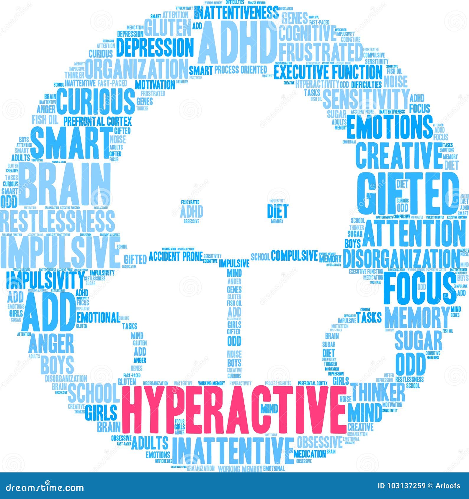Hyperactive Word Cloud stock vector. Illustration of inattentive ...