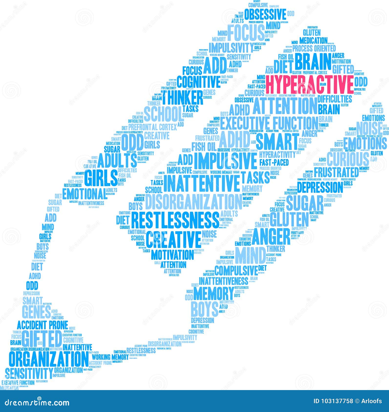 Hyperactive Word Cloud stock illustration. Illustration of disorganized ...