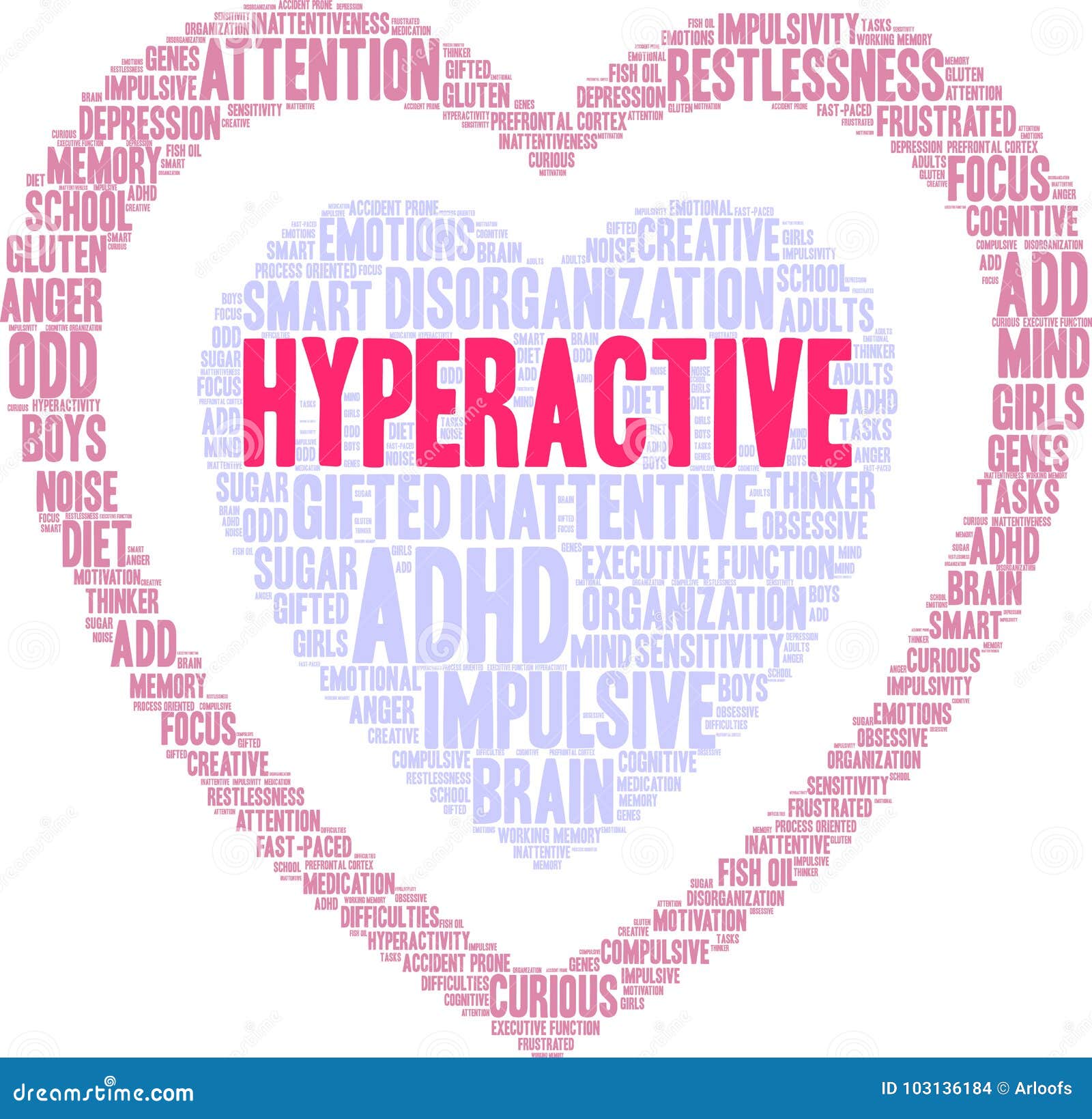 Hyperactive Word Cloud stock illustration. Illustration of focus ...