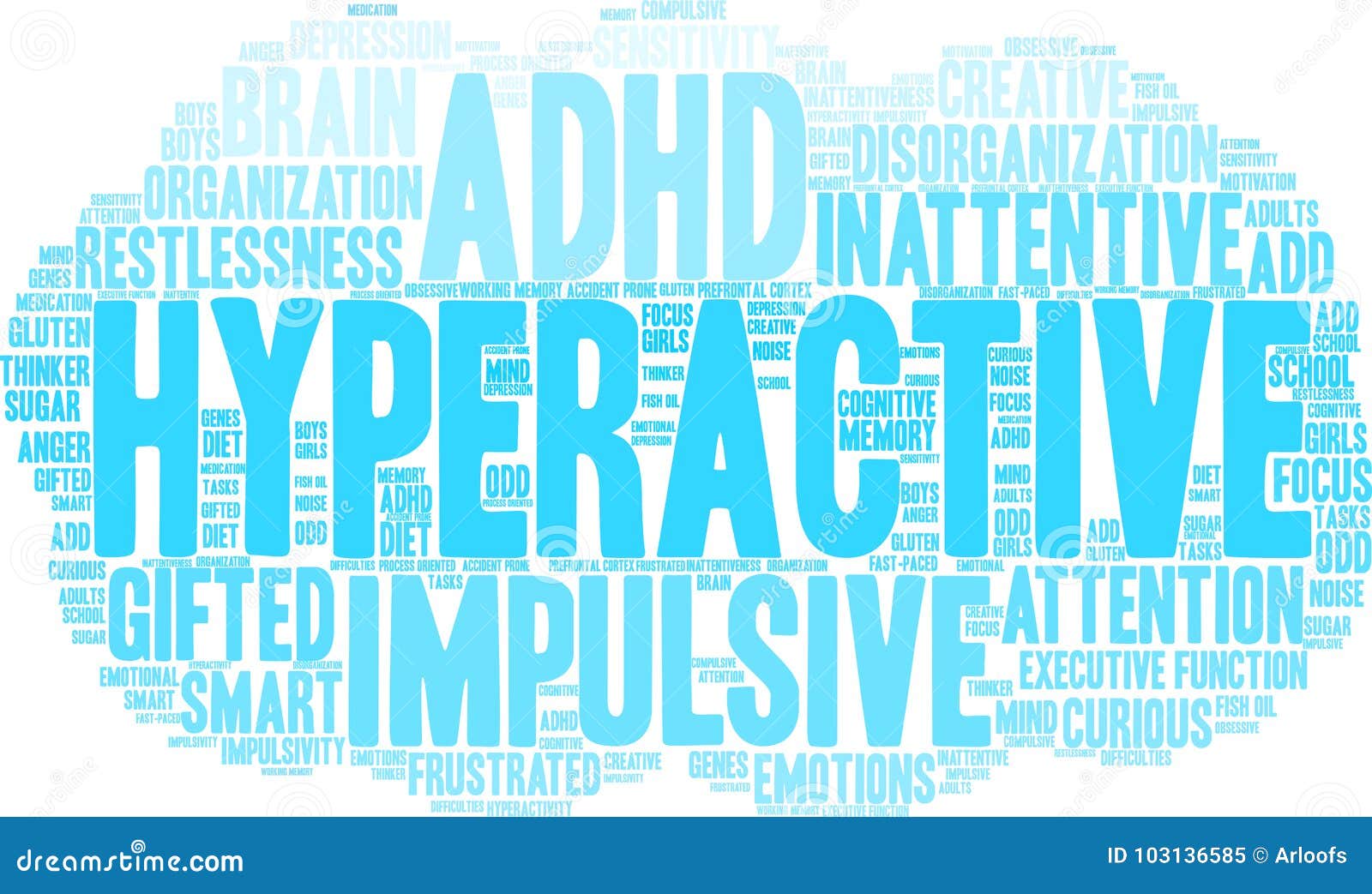 Hyperactive Word Cloud stock vector. Illustration of compulsive - 103136585