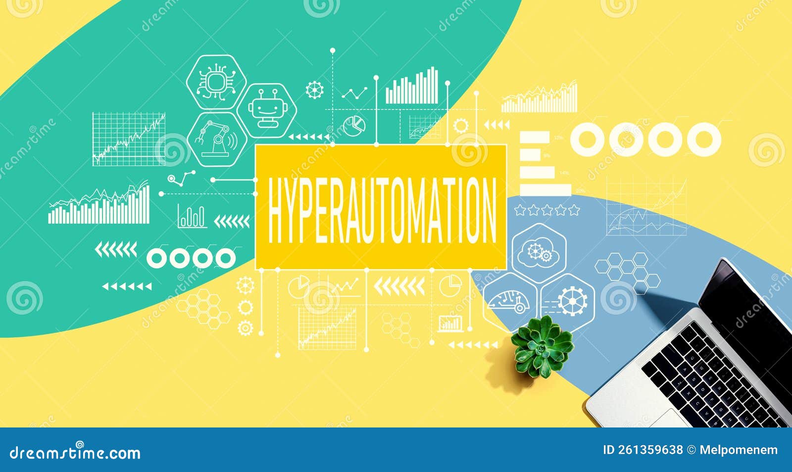 Hyperautomation Theme with a Laptop Computer Stock Photo - Image of ...
