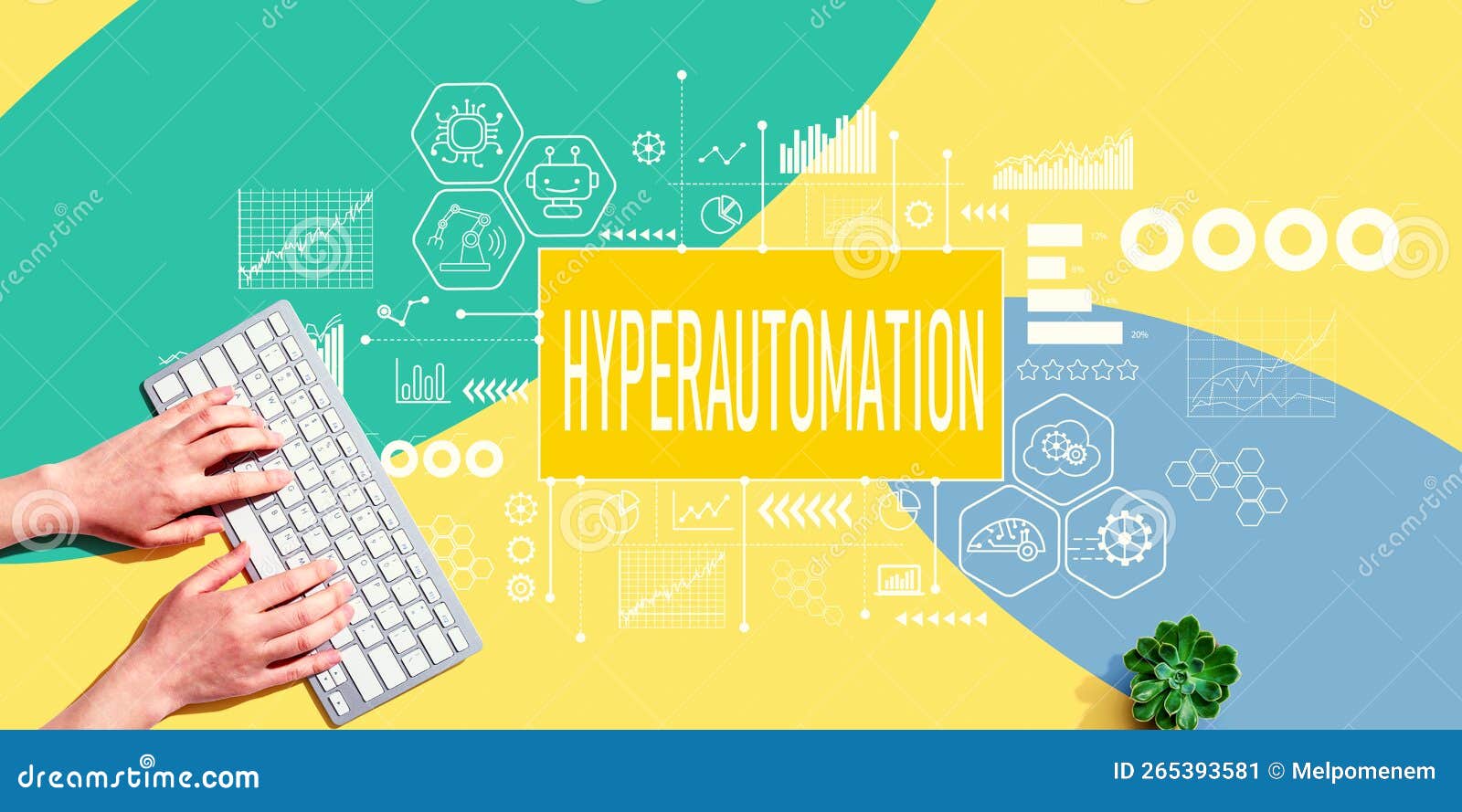 Hyperautomation Theme with Person Using Computer Keyboard Stock Image ...