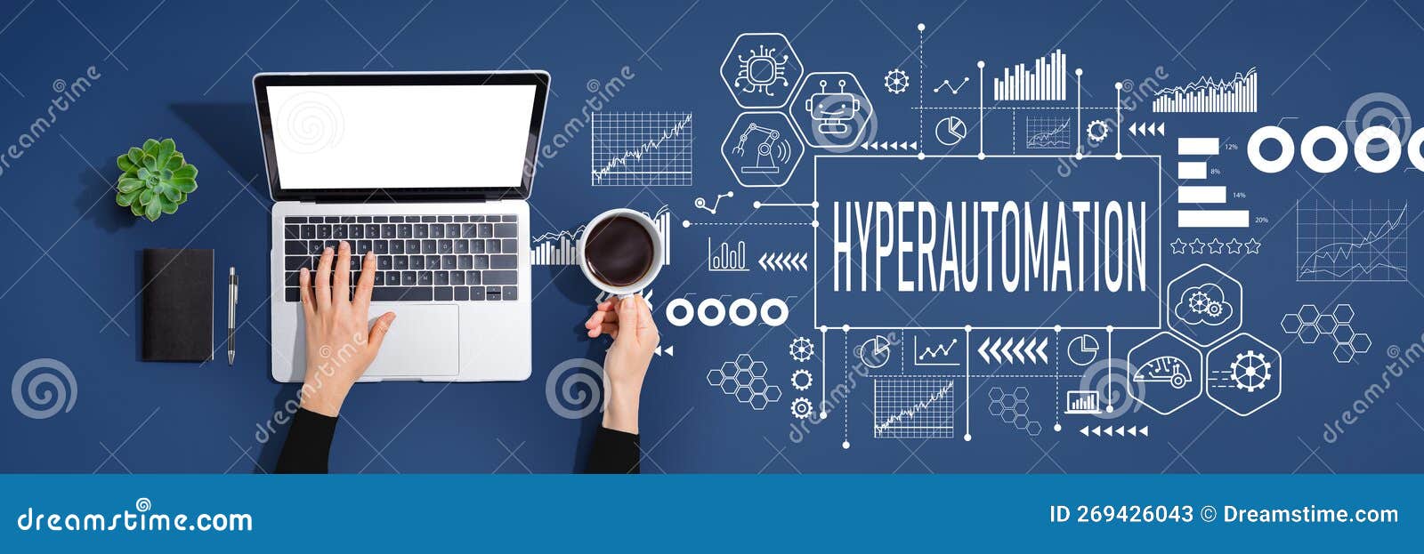 Hyperautomation Theme with Person Using Laptop Computer Stock Image ...