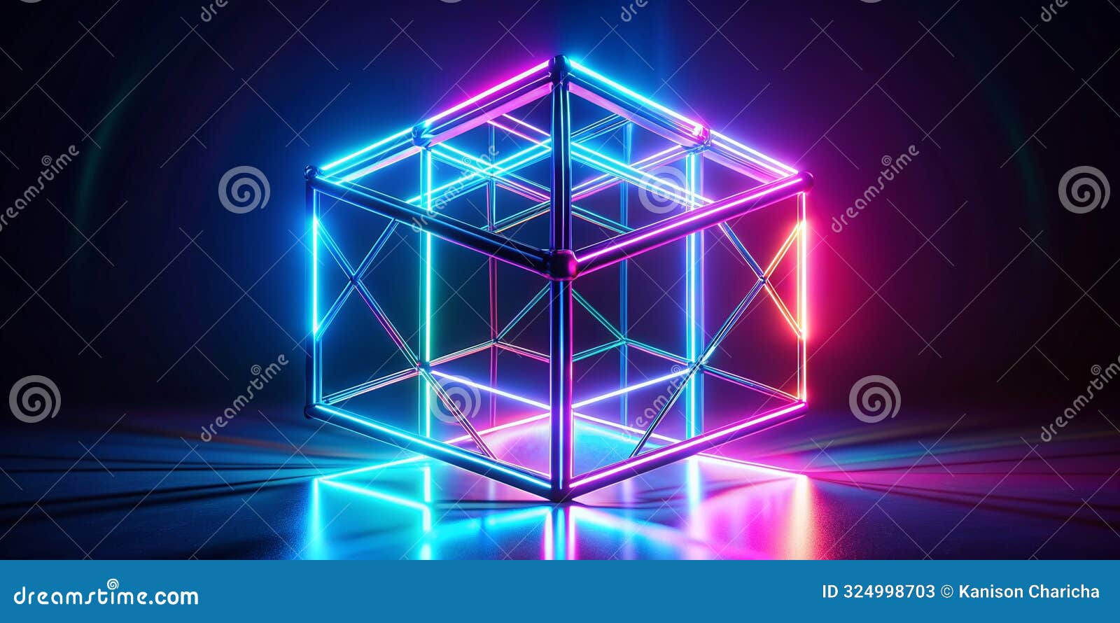Hypercube Tesseract Neon Glowing Math Solid Shape Stunning Beauty Of ...