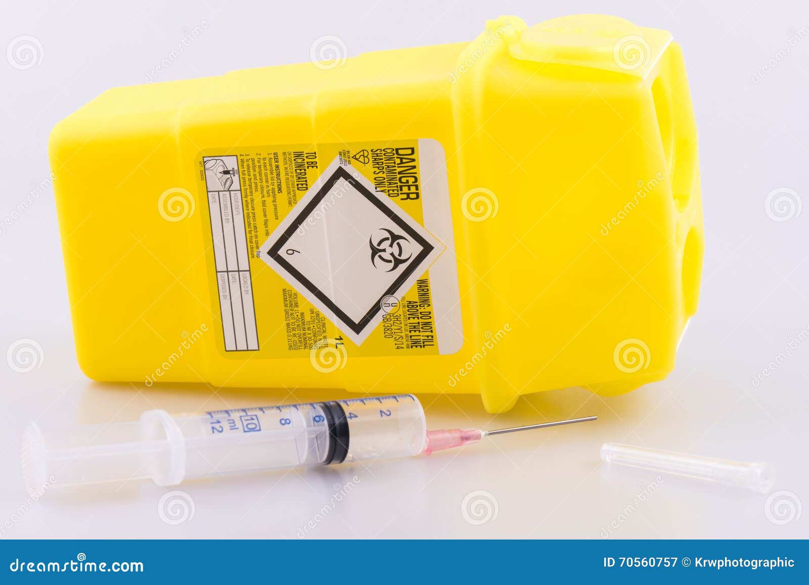 Hyperdermic Needle and Sharps Bucket Stock Image - Image of yellow ...
