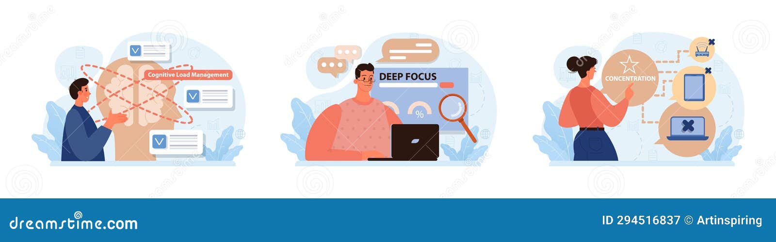 Hyperfocus Set. Focus and Concentration Skill Stock Illustration ...