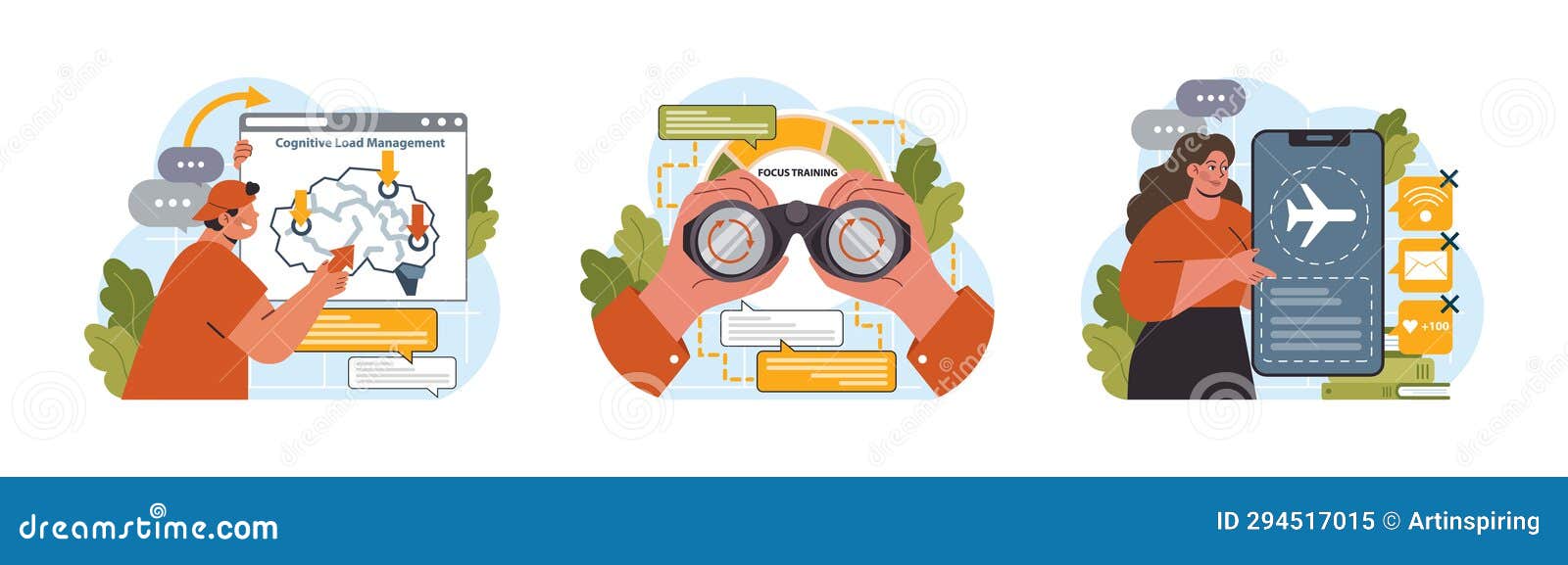 Hyperfocus Set. Focus and Concentration Skill Stock Vector ...