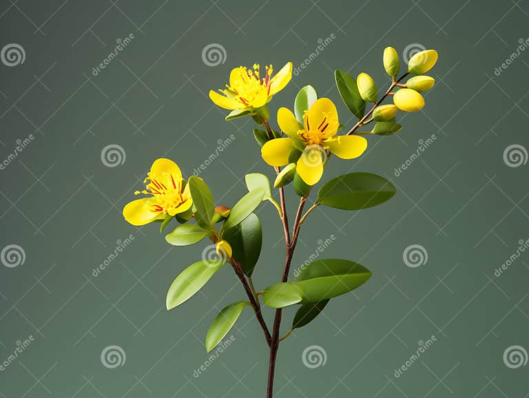 Hypericum Flower in Studio Background, Single Hypericum Flower ...