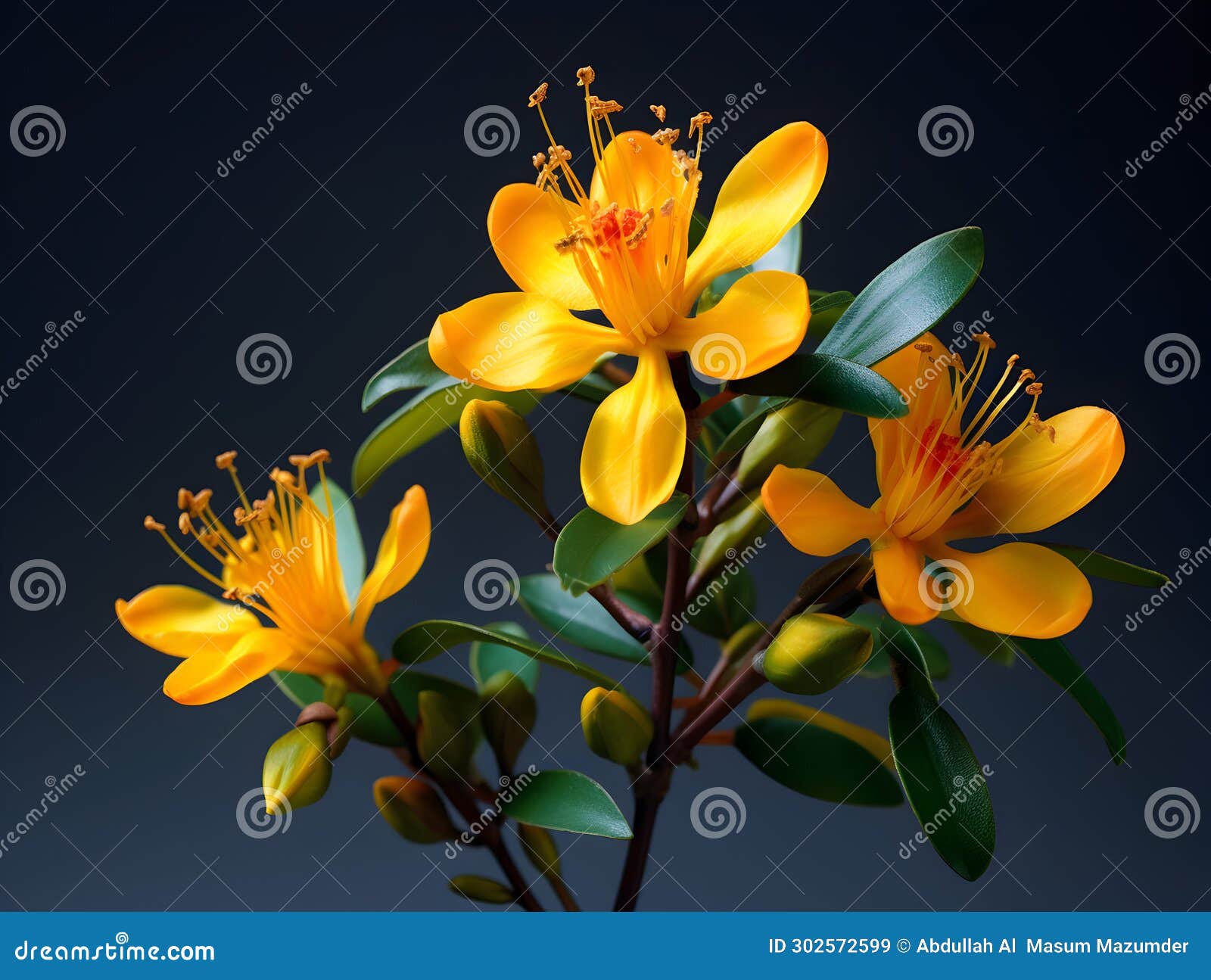 Hypericum Flower in Studio Background, Single Hypericum Flower ...