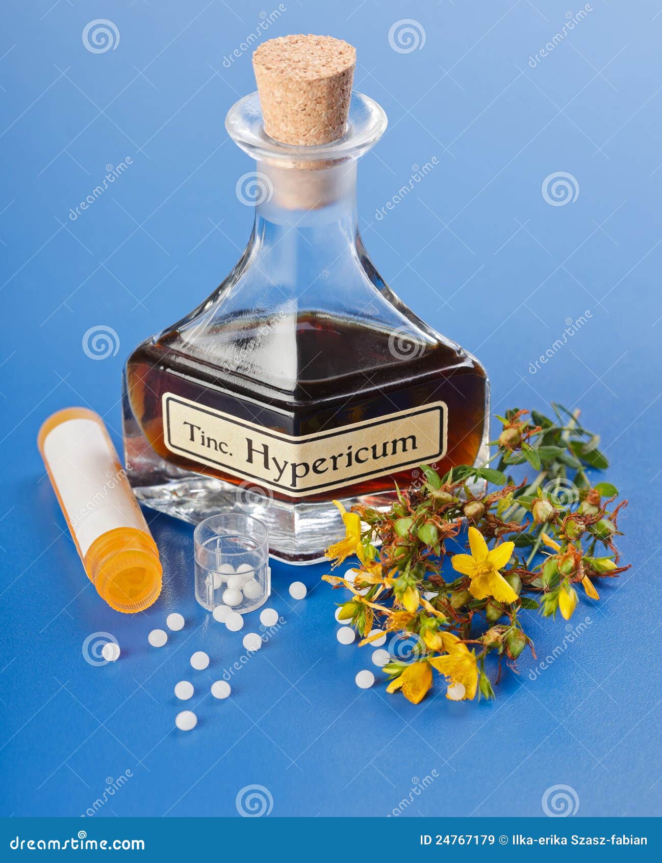 Hypericum Plant and Extract and Homeopathic Pills Stock Image - Image ...