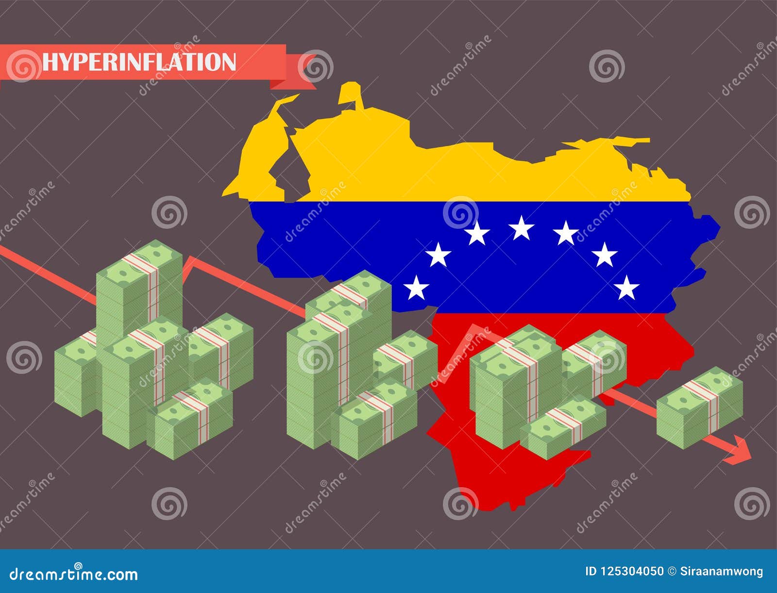 Venezuela Economy, Fiscal Money Trade Concept Illustration Of Financial ...