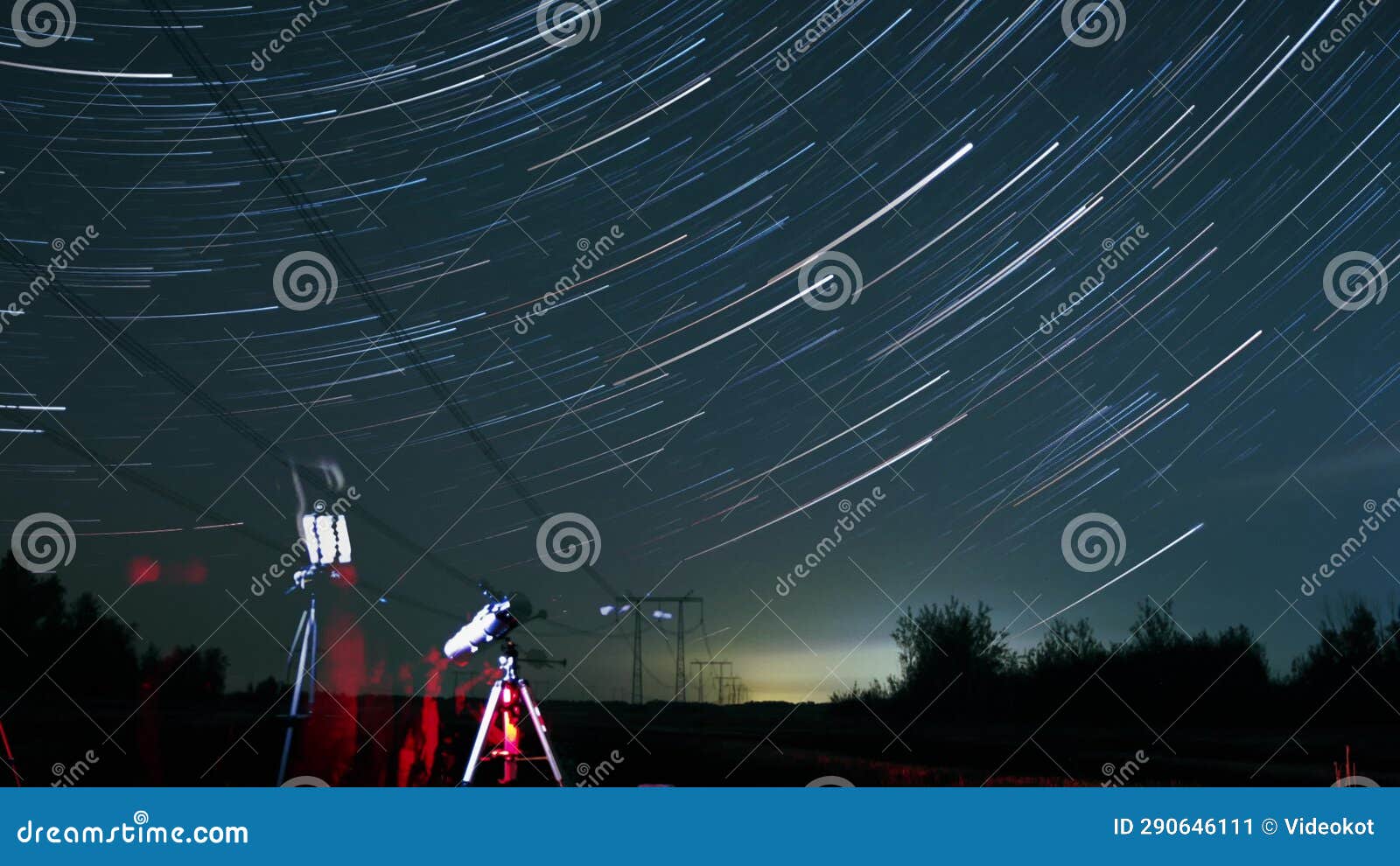 Hyperlapse of Stars Rotating in the Night Sky and People Standing on ...