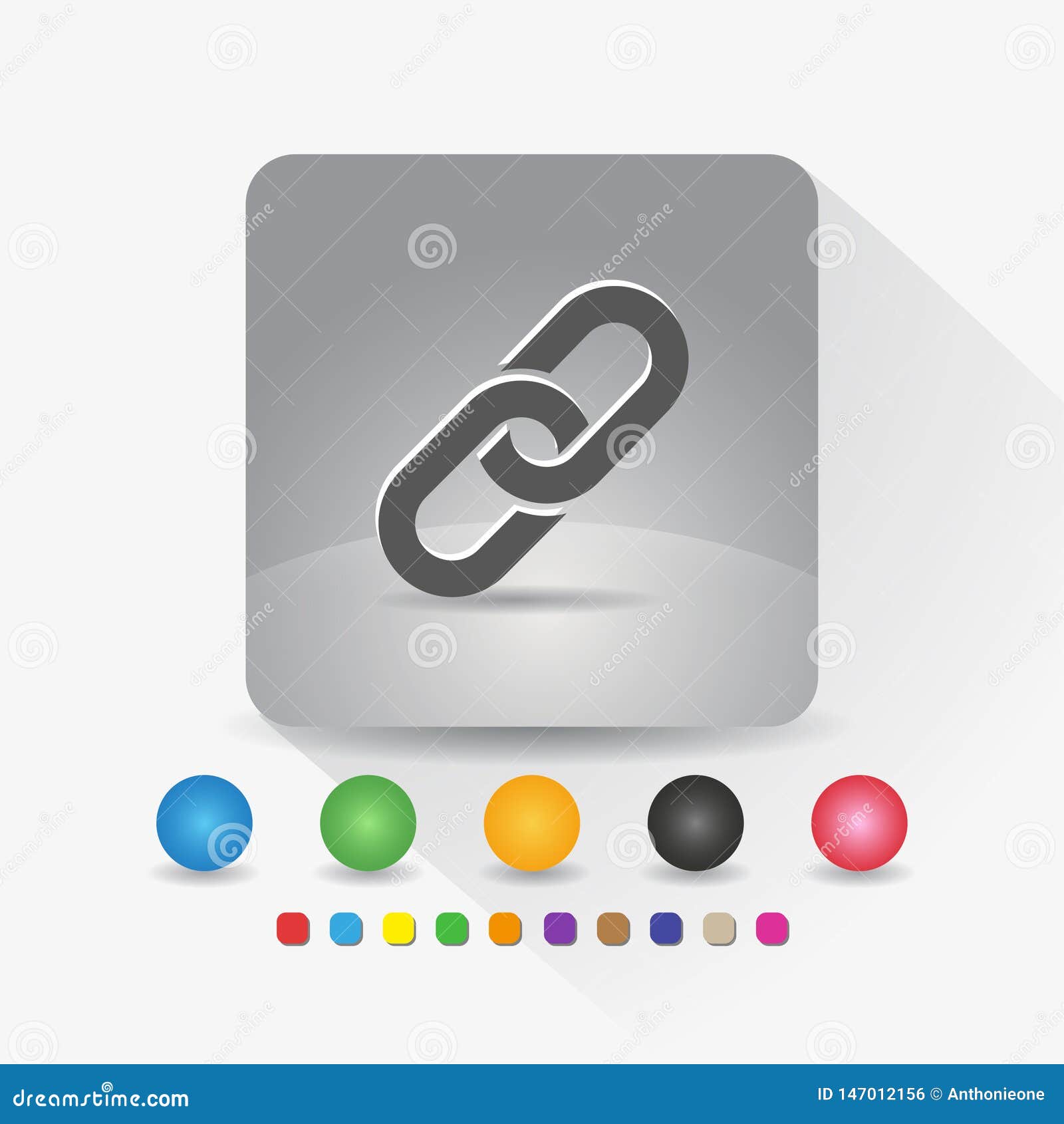 Hyperlink Chain Icon. Sign Symbol App in Gray Square Shape Round Corner ...