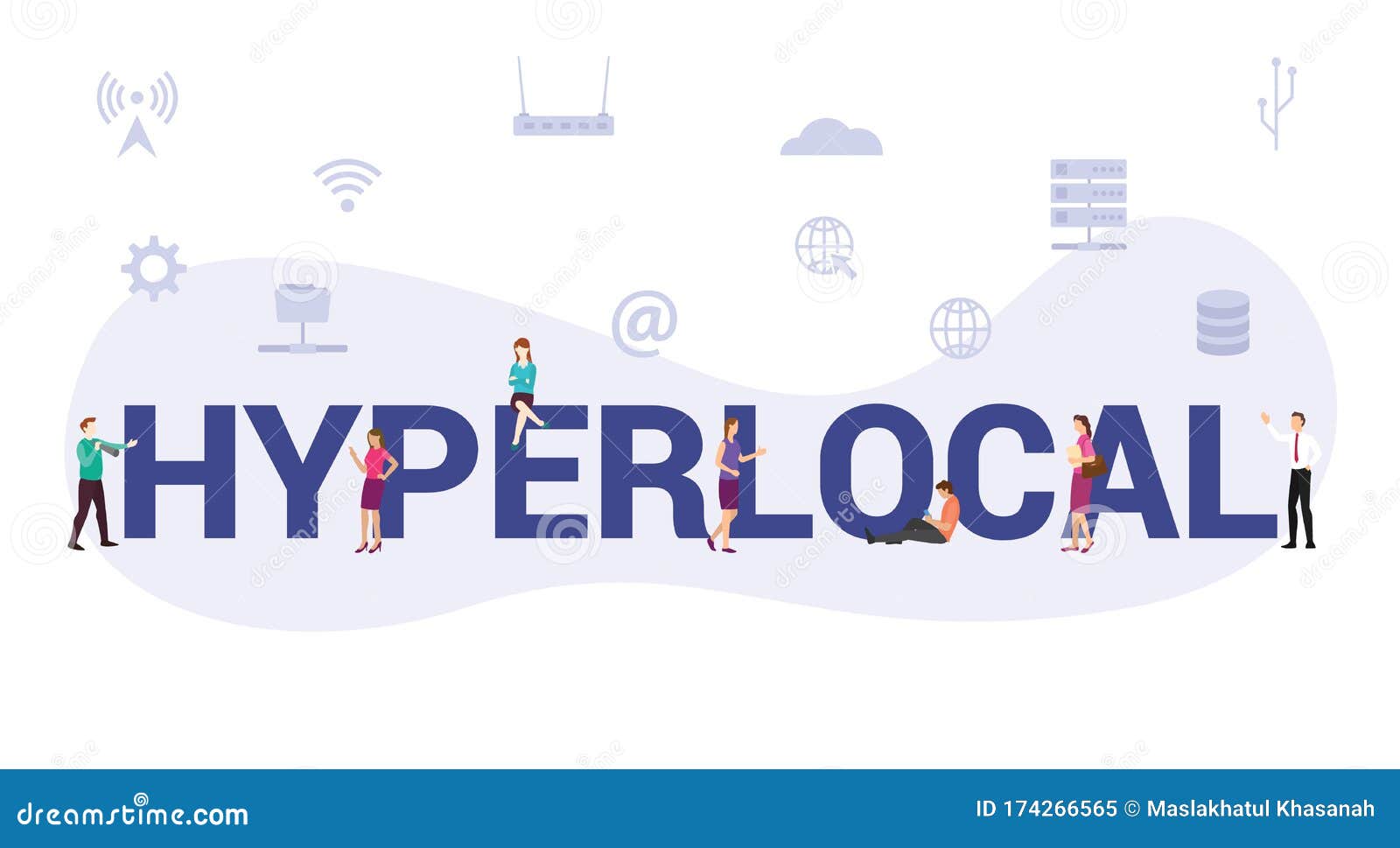 Hyperlocal or Hyper Local Concept with Big Word or Text and Team People ...