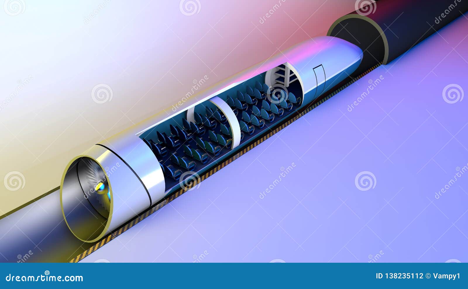 Hyperloop Train. 3d Section and Seats. Futuristic Technology for High ...
