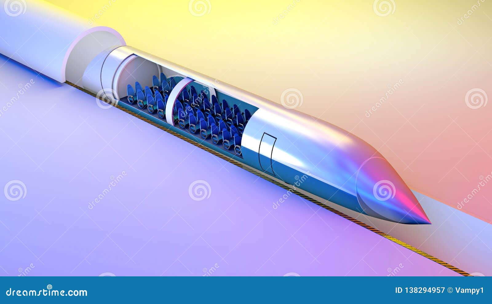 Hyperloop Train. 3d Section and Seats. Futuristic Technology for High ...